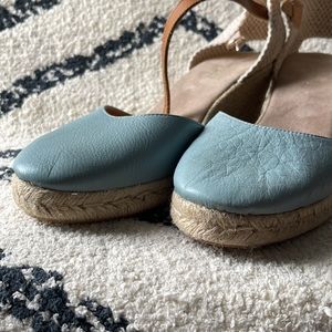 Maypol | Shoes | Maypol Wedge Espadrille Leather And Knit Strap Sandals ...